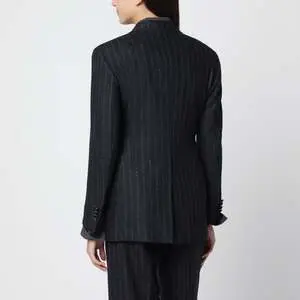 Tagliatore Anthracite Double-breasted Pinstripe Jacket