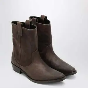 JUDE Dark Cas Cowboy Ankle Boots - Brown