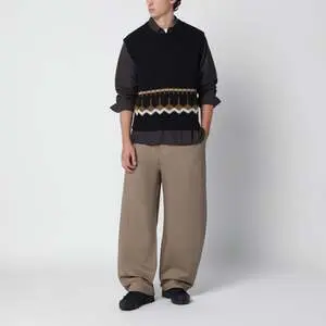 You Must Create Navy Wool Vest With Geometric Jacquard Pattern