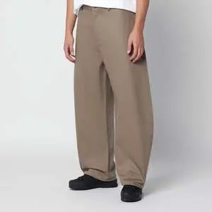 You Must Create Taupe Loose-fit Cotton Trousers
