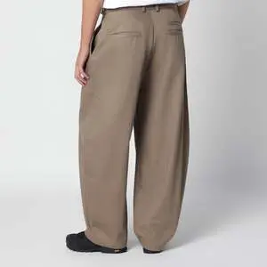 You Must Create Taupe Loose-fit Cotton Trousers