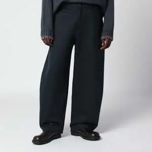 You Must Create Navy Loose-fit Cotton Trousers - Blue
