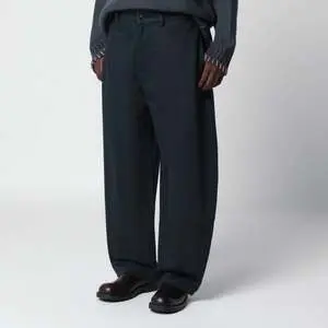 You Must Create Navy Loose-fit Cotton Trousers