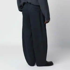 You Must Create Navy Loose-fit Cotton Trousers