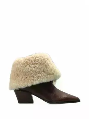 Paris Texas Bettina Shearling-trim Ankle Boots - Brown
