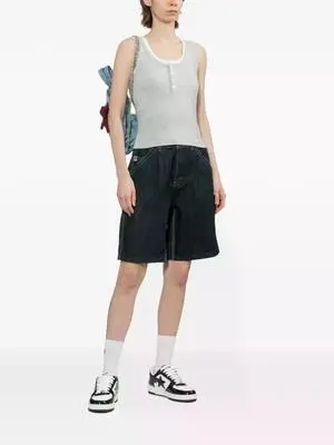 AAPE BY *A BATHING APE Pleated Contrast-stitch Denim Shorts