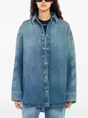 Off-White Paisley Denim Lover Shirt Jacket - Blue
