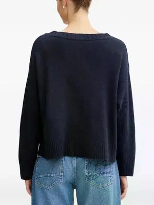 BENETTON V-neck Ribbed Sweater - Blue