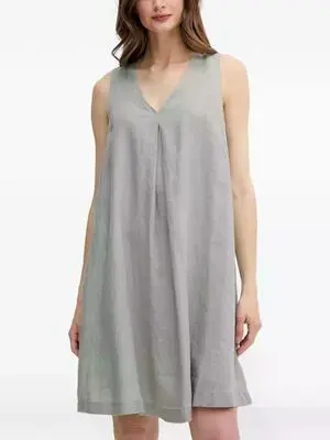 BENETTON V-neck Pleated Mini Dress - Grey