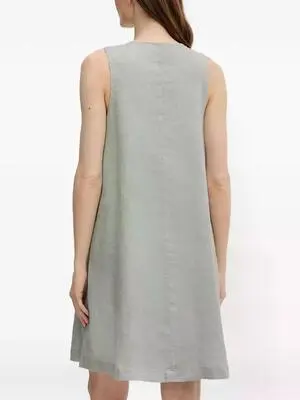 BENETTON V-neck Linen Midi Dress - Grey