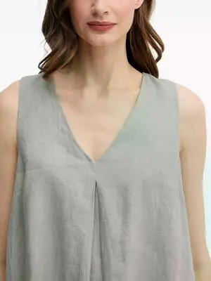 BENETTON V-neck Linen Midi Dress - Grey