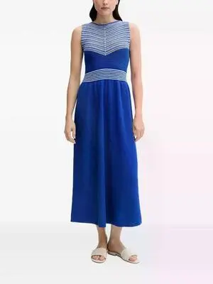 BENETTON Striped Crochet-knit Midi Dress - Blue