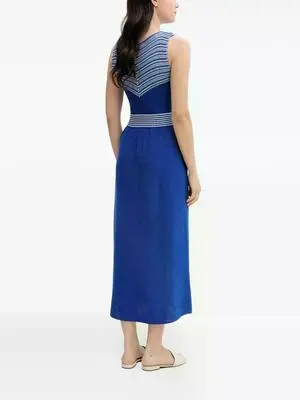 BENETTON Striped Crochet-knit Midi Dress