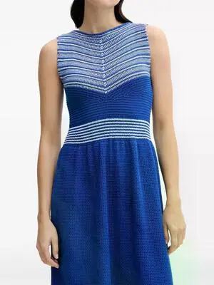BENETTON Striped Crochet-knit Midi Dress - Blue