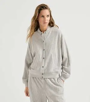 Brunello Cucinelli Sparkling Lace Jersey Bomber Jacket