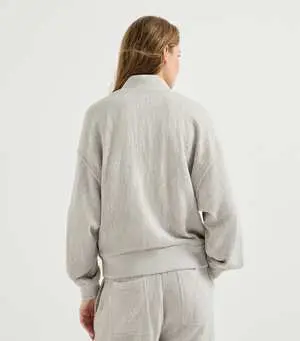 Brunello Cucinelli Sparkling Lace Jersey Bomber Jacket