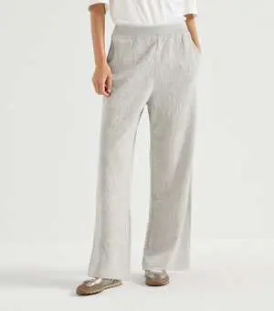 Brunello Cucinelli Sparkling Lace Jersey Track Pants
