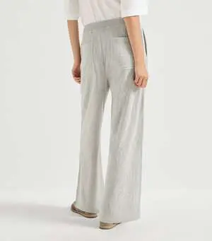 Brunello Cucinelli Sparkling Lace Jersey Track Pants