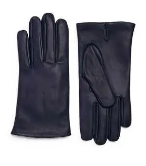 HAMERLI Cashmere-lined Leather Gloves - Navy