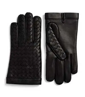 HAMERLI Woven Leather Marcel Gloves - Black