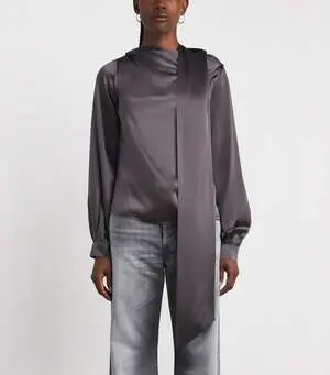 Acne Studios Silk Long-sleeve Scarf Blouse
