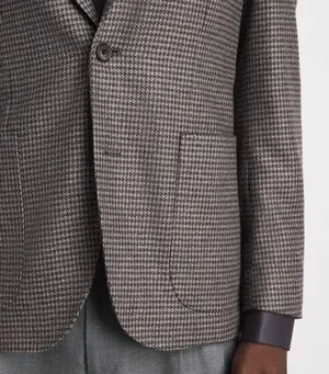 Eton Cotton Houndstooth Single-breasted Blazer