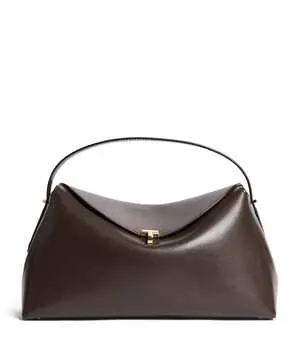 TOTEME Large Leather T-lock Top-handle Bag - Brown