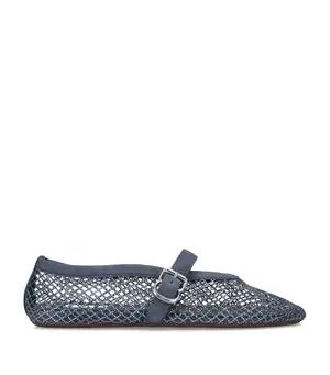 Alaïa Suede Mesh Ballet Flats - Blue