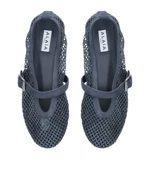 Alaïa Suede Mesh Ballet Flats - Blue