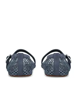 Alaïa Suede Mesh Ballet Flats - Blue