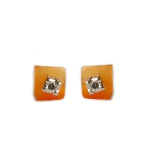 LILY FLO JEWELLERY Carnelian Lab Grown Diamond Stud Earrings - Gray/yellow