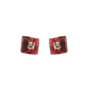 LILY FLO JEWELLERY Garnet Lab Grown Diamond Stud Earrings - Silver