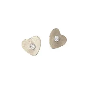 LILY FLO JEWELLERY Heart Studs In Sterling With A Lab Diamond Centre - Silver