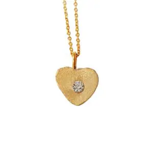 LILY FLO JEWELLERY Heart Necklace In Solid With A Lab Diamond Centre - Gold