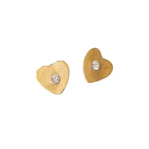 LILY FLO JEWELLERY Heart Studs In Solid With A Diamond Centre - Gold
