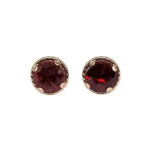 LILY FLO JEWELLERY Garnet Stud Earrings - Gold