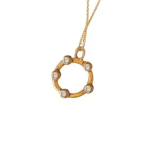 LILY FLO JEWELLERY 5 Diamond Bezel Set Circle Necklace - Gold