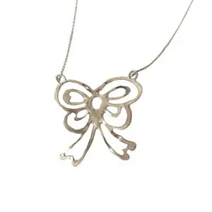 LILY FLO JEWELLERY Large Bow Necklace In Sterling - Silver