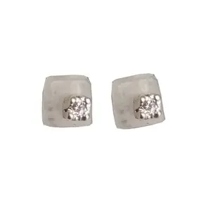 LILY FLO JEWELLERY Rainbow Moonstone Lab Grown Diamond Stud Earrings - Silver