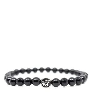 Shar Oke Ik Onkar & Black Tourmaline Beaded Bracelet - Black/silver