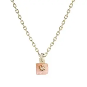 LILY FLO JEWELLERY Opal Square Diamond Necklace - Pink