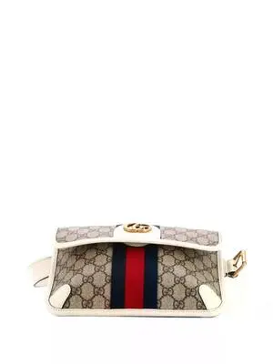 Gucci Ophidia Web Flap Gg Coated Canvas With Leather Belt Bag
