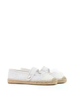 Karl Lagerfeld Monogram-embroidered Mary Jane Espadrilles - White