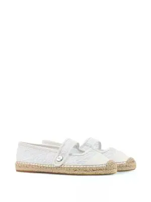 Karl Lagerfeld Monogram-embroidered Mary Jane Espadrilles - White