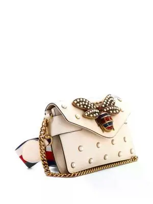 Gucci Broadway Pearly Bee Embellished Leather Mini Shoulder Bag