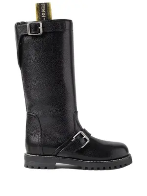 Fendi Leather Commando Boots - Black