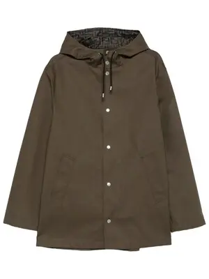 Fendi Mackintosh Fabric Parka With Ff Lining - Green