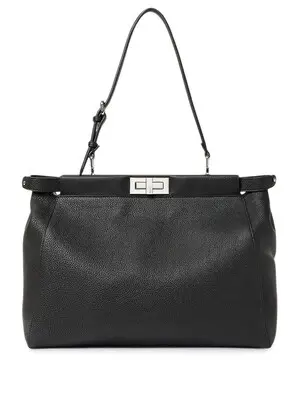 Fendi My Peekaboo Large Bag In Roman Leather - Black