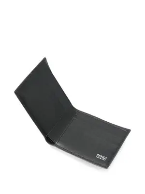 Fendi Pebbled Leather Ff Bi-fold Wallet - Black