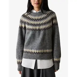Whistles Fairisle Detail Knit Wool-blend Jumper